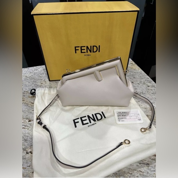 Fendi | Bags | Authentic Fendi First Clutch Small Beige Leather | Poshmark